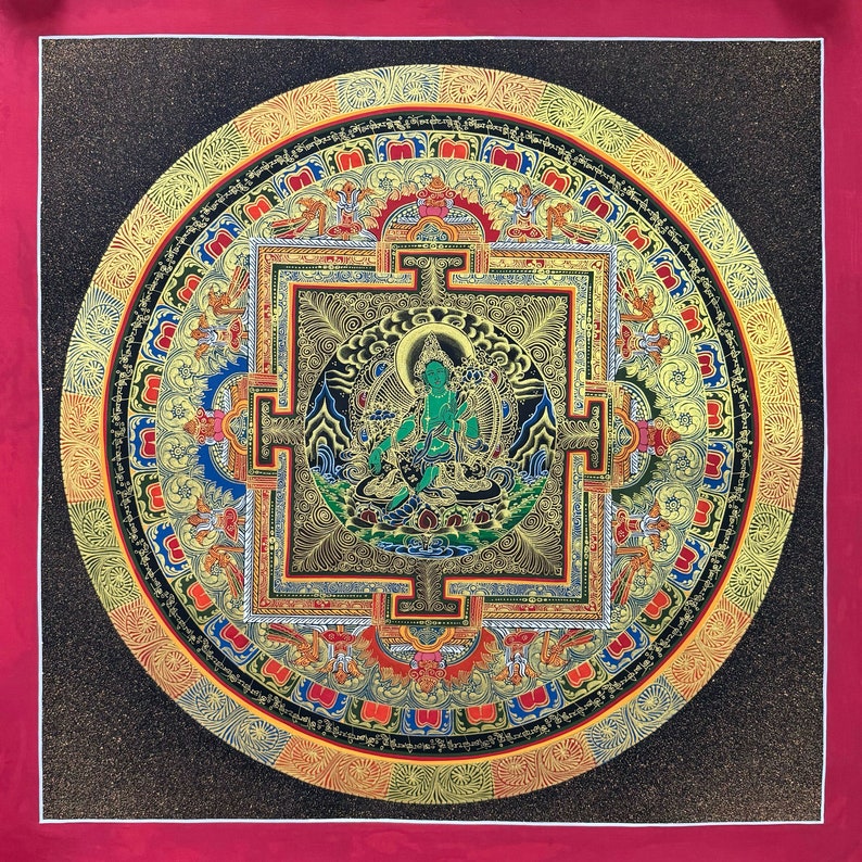 Hand-painted Green Tara Mandala Thangka Painting, Best for Meditation ...
