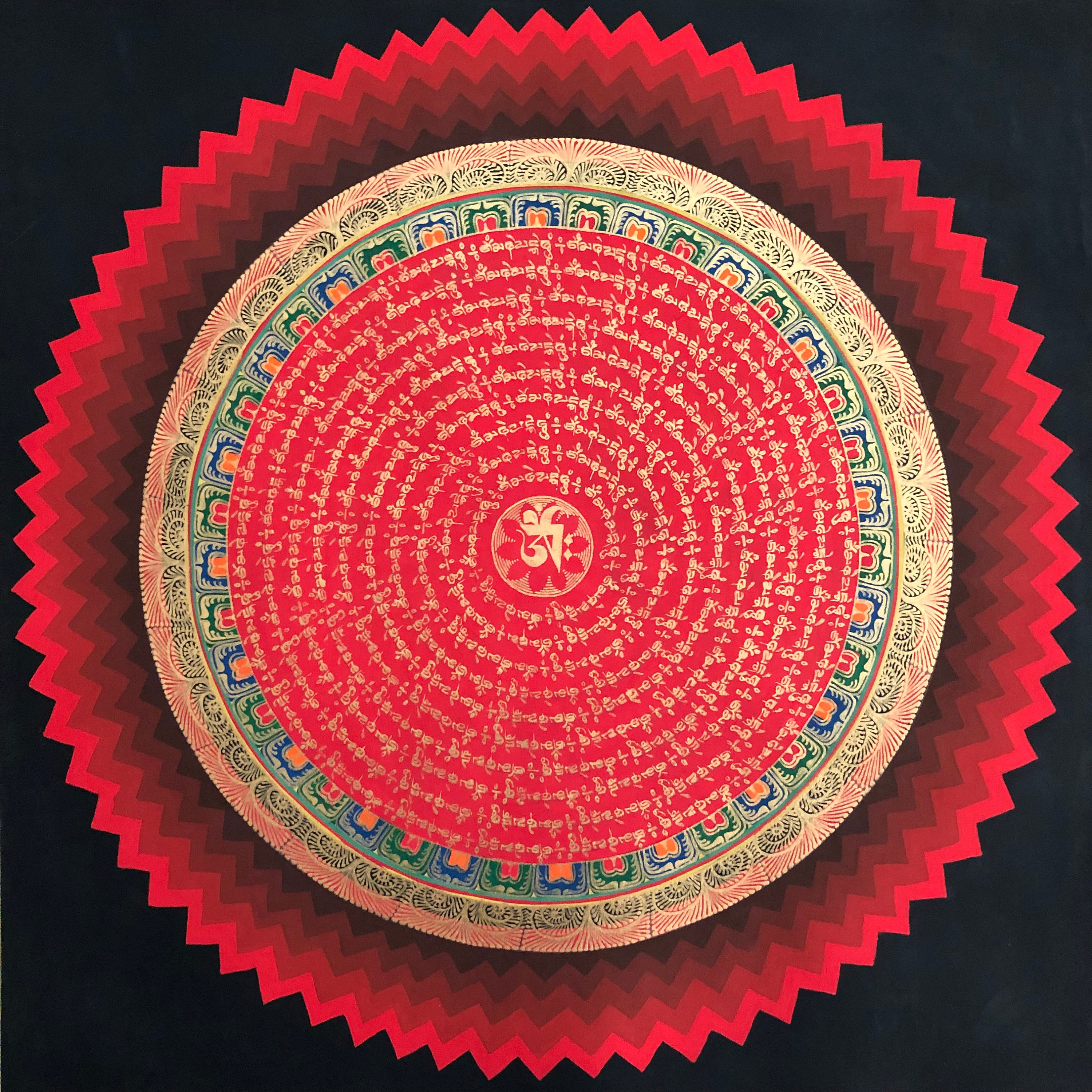 Blue Lotus Infinite Knot Mantra Mandala Thangka Painting Om - Etsy