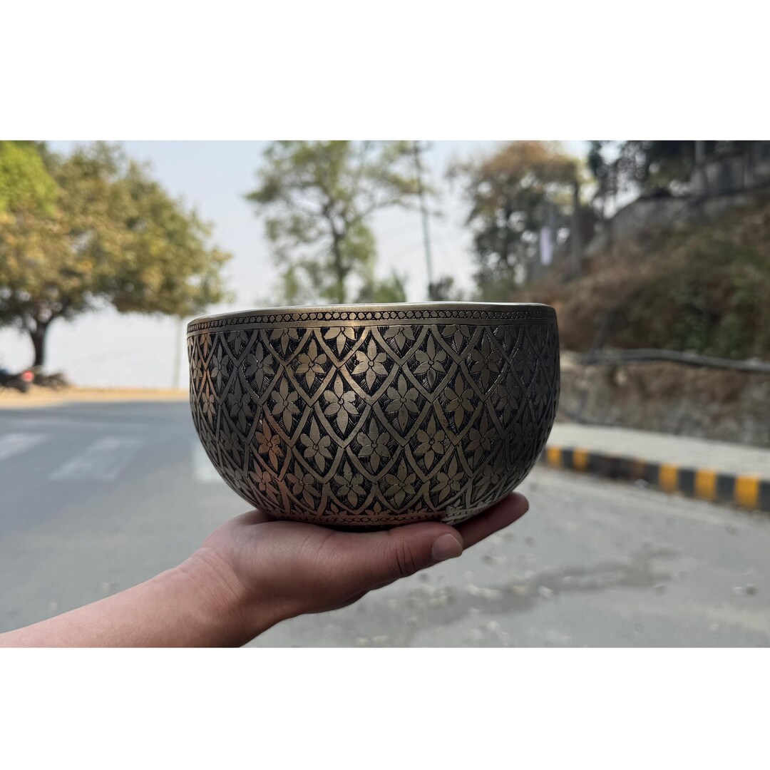 Hand Carved Vintage Tibetan Singing Bowl With Detail Carving Work - Etsy