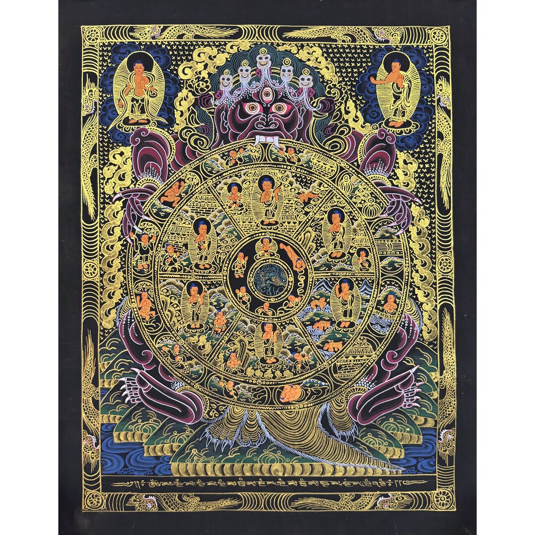 Bhavachakra Mandala (wheel of Life) Tibetan Buddhist Thangka, Handmade ...