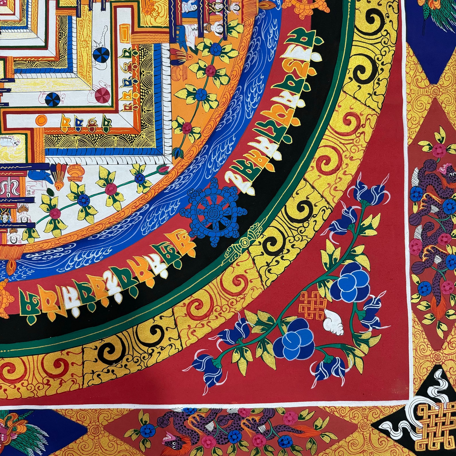 43x43 Inch Red Background Master Quality Kalachakra Mandala Thangka ...