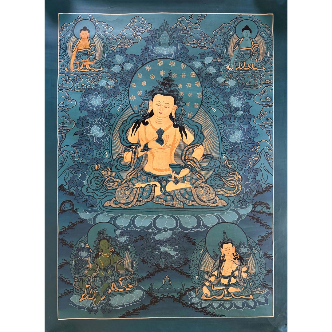 Blue Theme Vintage Vajrasattva Thangka Painting, Genuine Handmade ...
