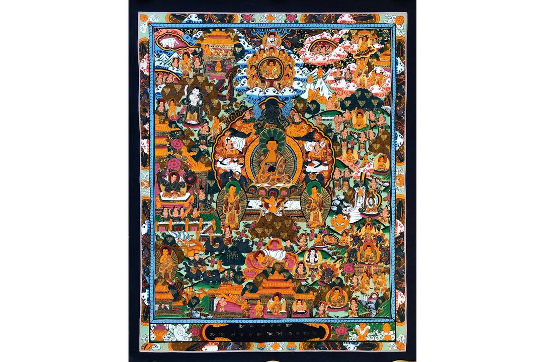 Buddha Story Thangka, Buddha Life Thangka, Blessed Thangka, Handmade ...