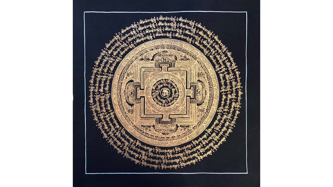 Hand-painted Om Mantra Mandala: Gold Leaf Meditation Art (35x35cm) - Etsy