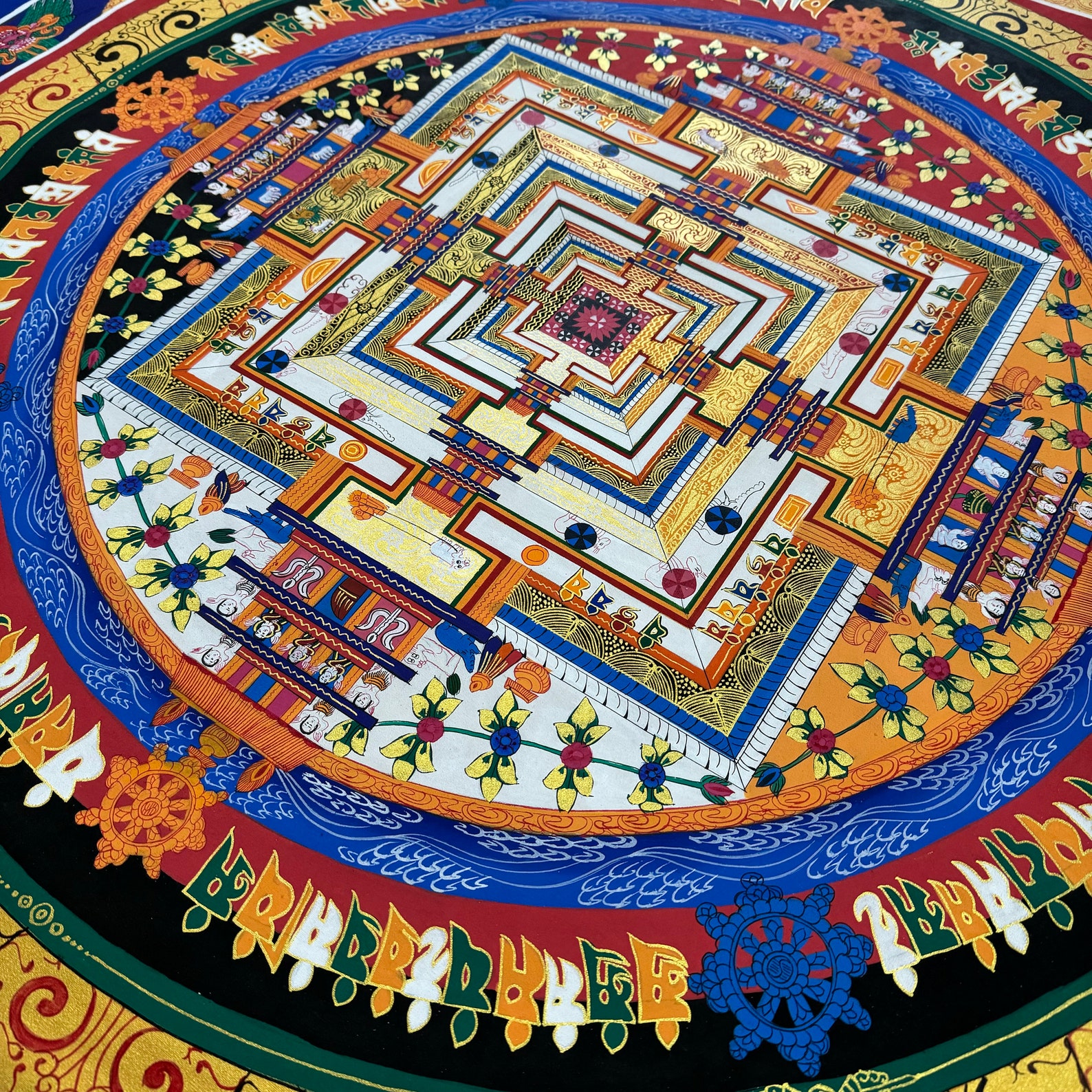 43x43 Inch Red Background Master Quality Kalachakra Mandala Thangka ...