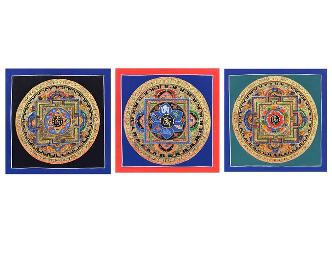 OM Mani Padme Hum Mantra Mandala Prayer/meditation Tibetan Thangka ...