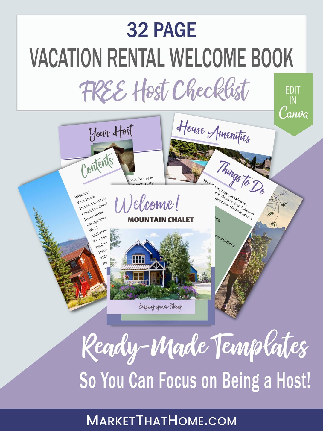Vacation Rental Book Template | Air Bnb Welcome Book | Editable Canva ...