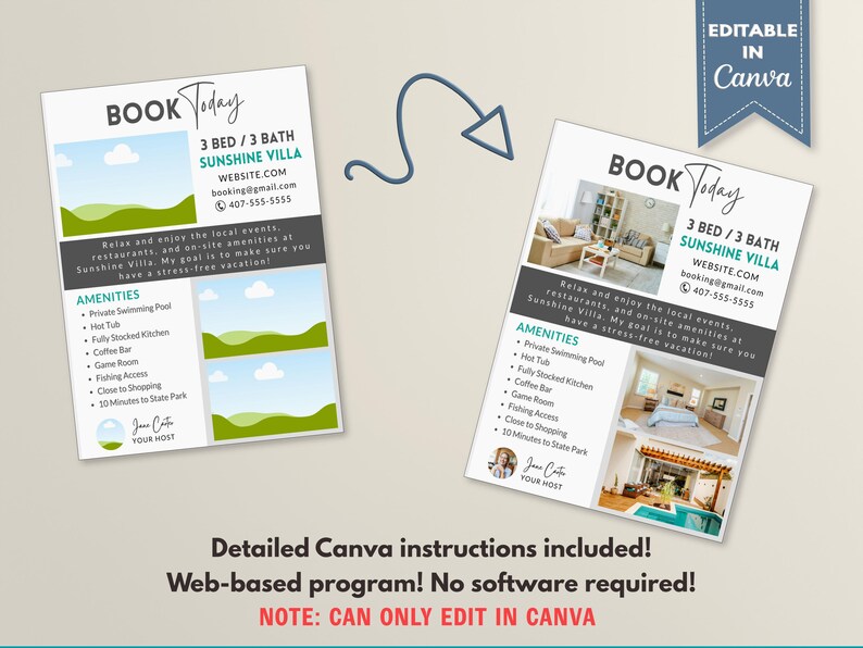 Airbnb Flyer Template, Marketing Planner, Canva Template, Airbnb ...