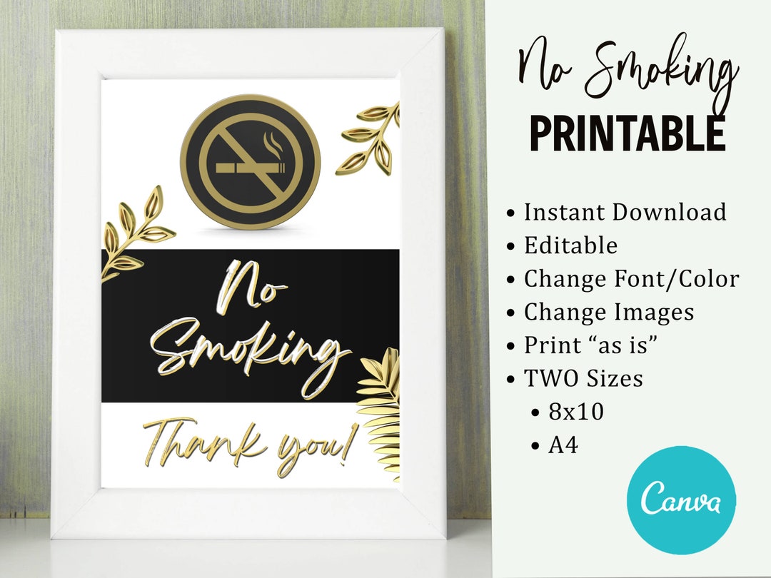 Airbnb Signs, No Smoking Sign, VRBO No Smoking - Canva Template ...
