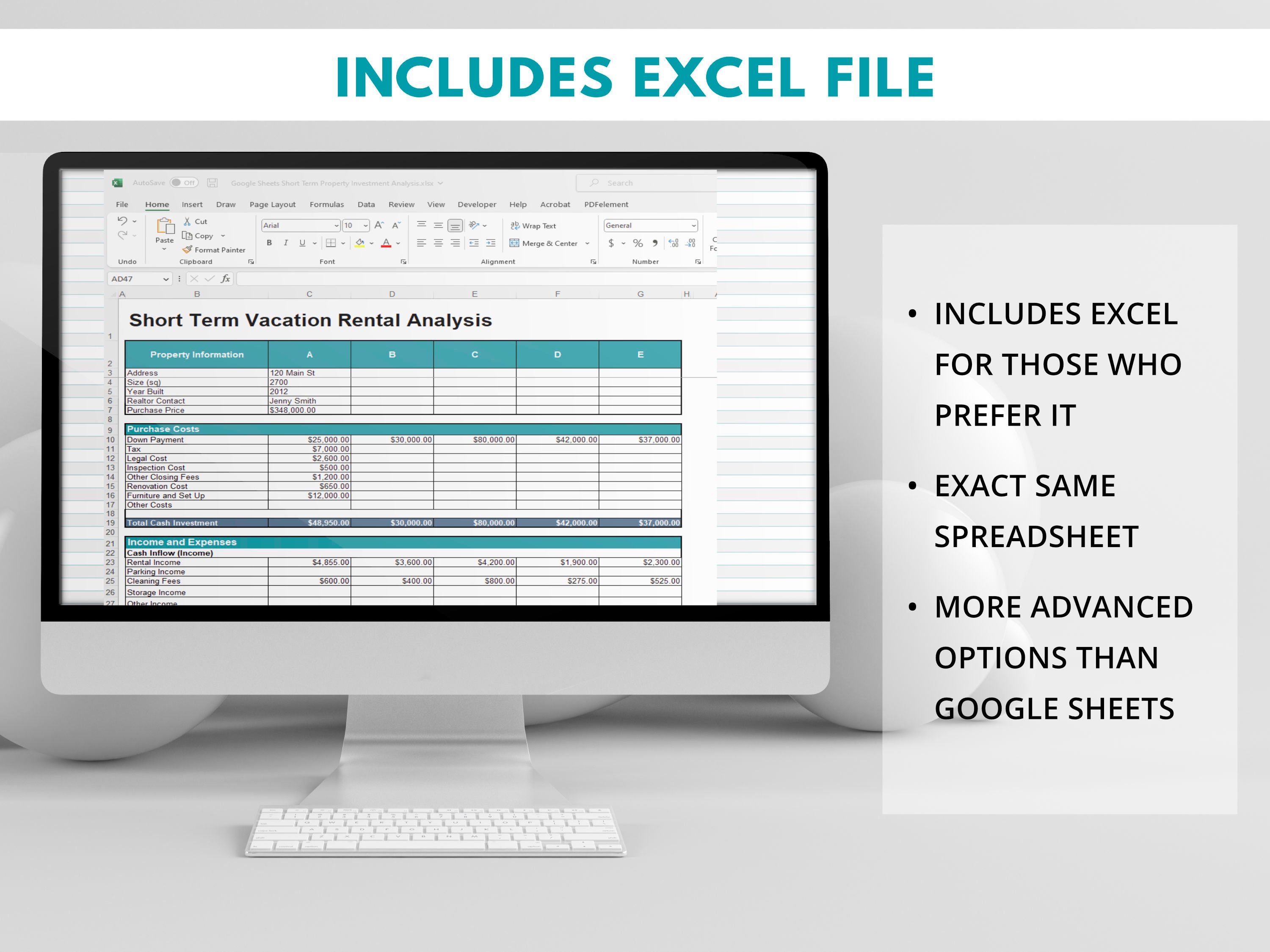 Short Term Rental Spreadsheet | Air Bnb Cost Analysis | Editable ...