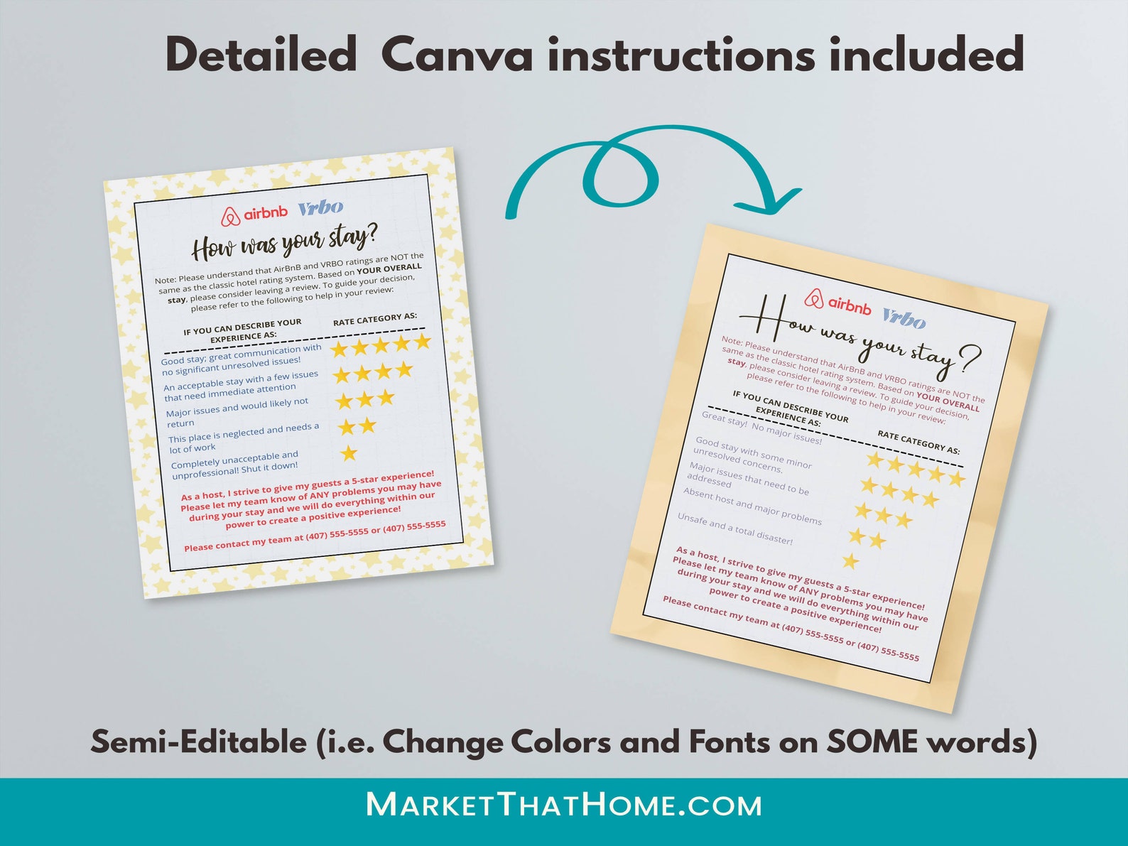 Airbnb Review Sign Printable (editable) | Airbnb Star Ratings, Airbnb ...