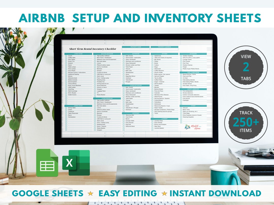 Inventory Checklist Spreadsheet | Airbnb Spreadsheet | Airbnb Host ...