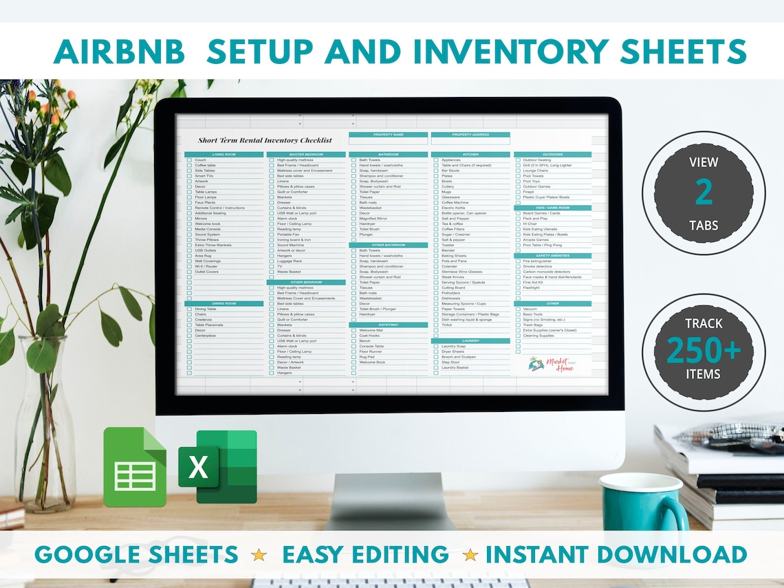 Inventory Checklist Spreadsheet | Airbnb Spreadsheet | Airbnb Host ...