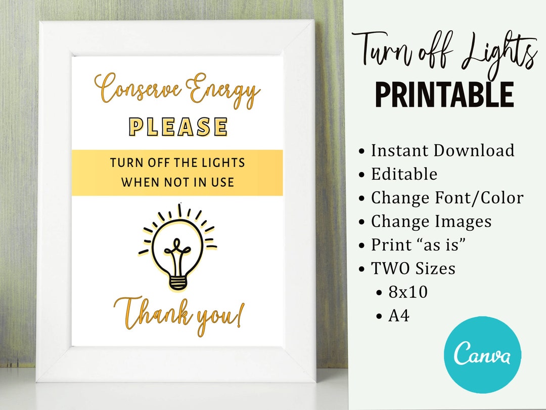 Airbnb Signs, Turn off Lights Sign, VRBO Conserve Energy - Canva ...