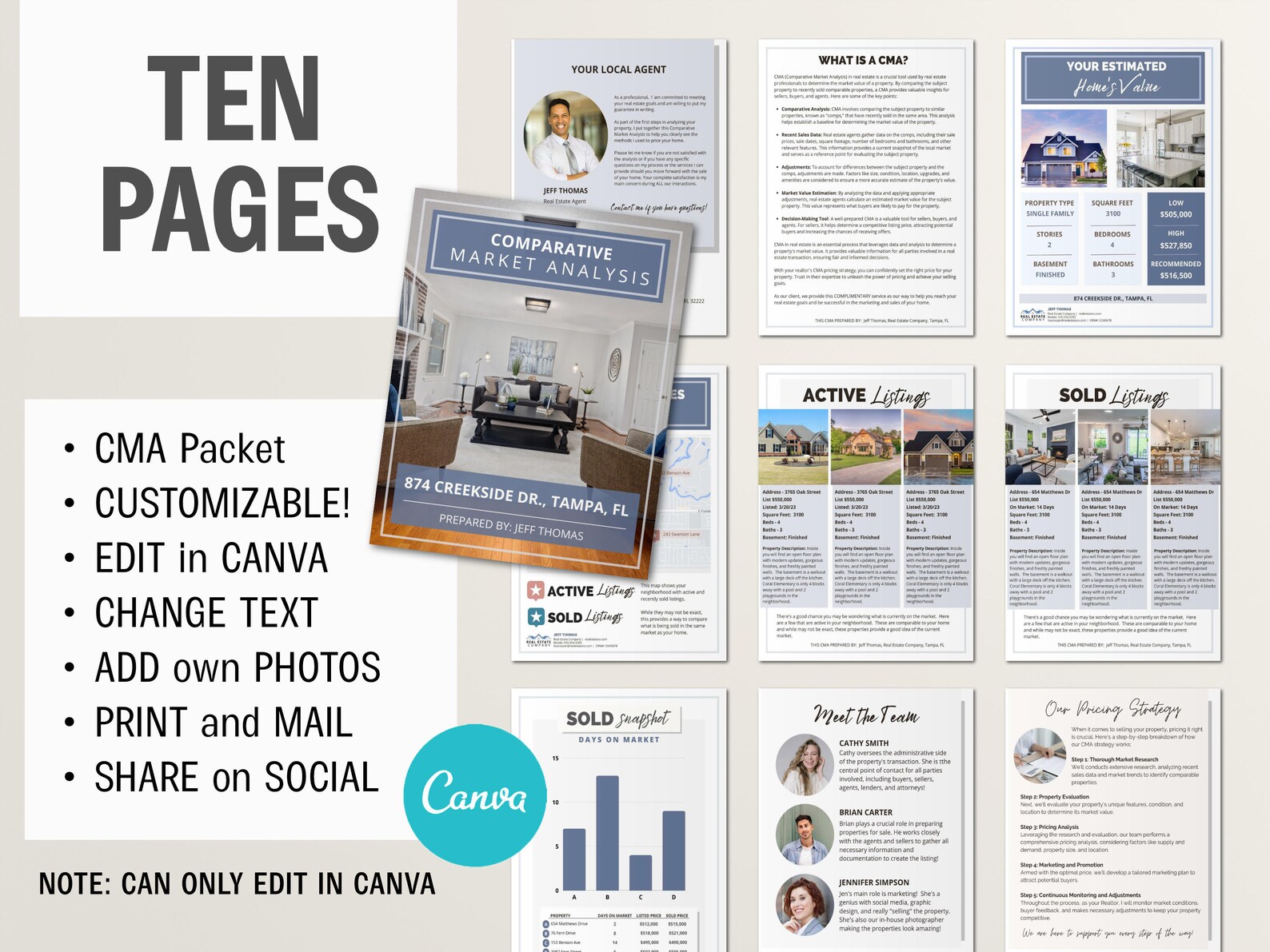 Real Estate CMA Packet: Canva Template for Realtors (digital Download ...