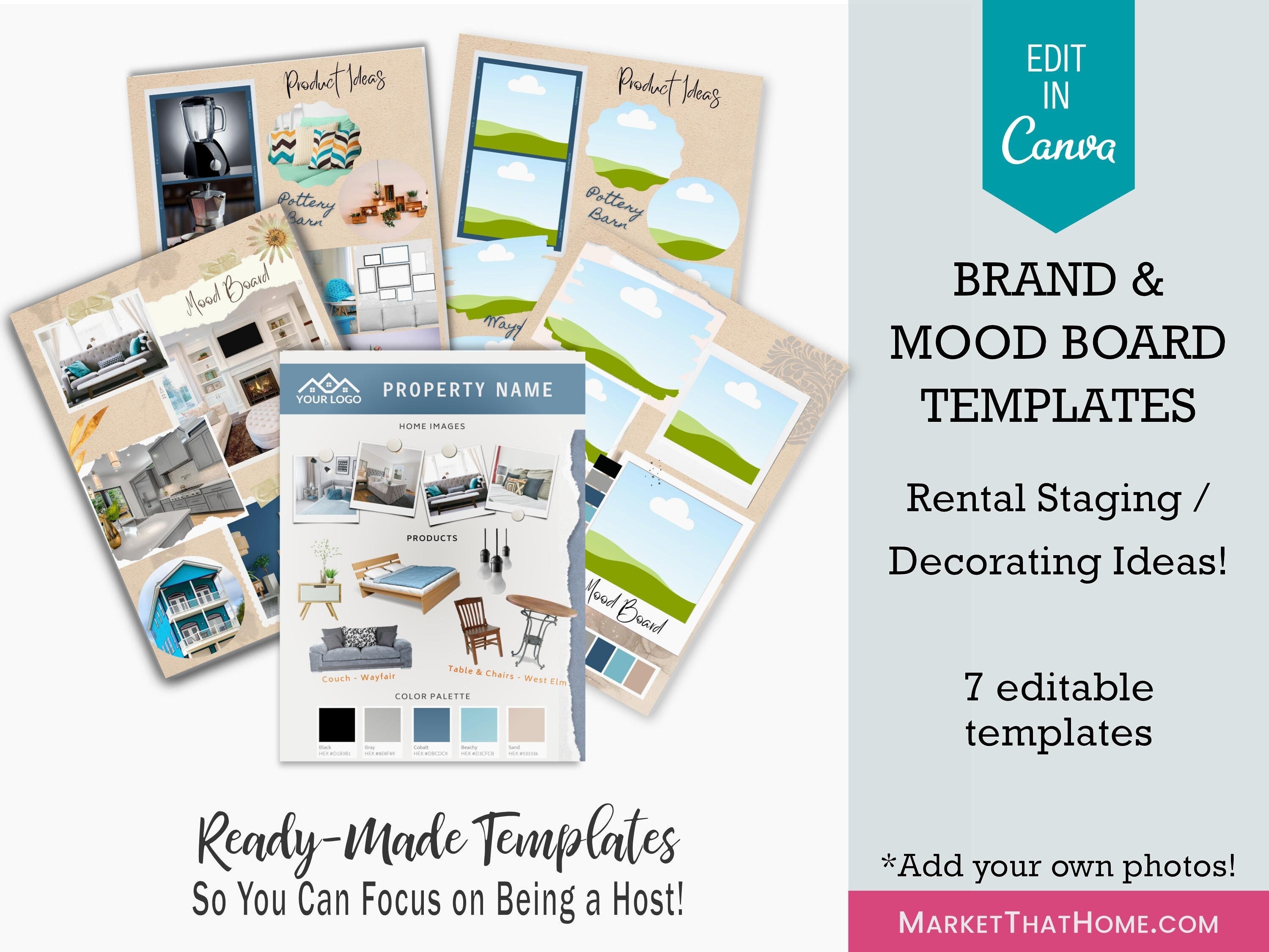 Mood Board Template for Short Term Rentals [EDITABLE], Canva Template ...