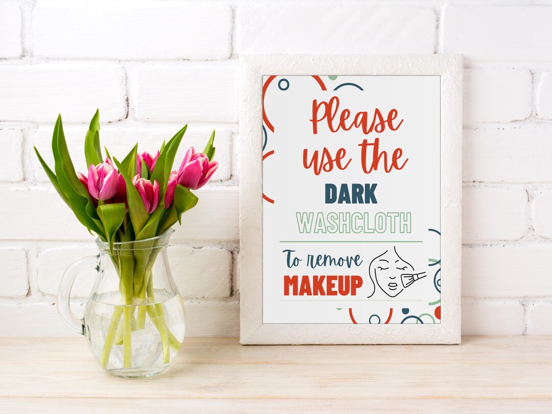 Airbnb Makeup Sign: Dark Washcloth Reminder, Canva Template (digital ...