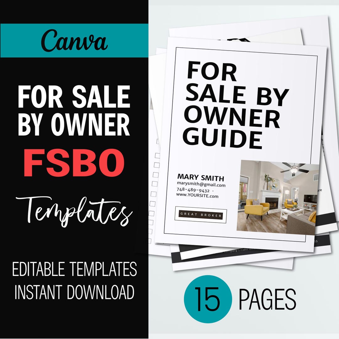 For Sale by Owner Guide, FSBO, Canva Template for Realtors Marketing ...