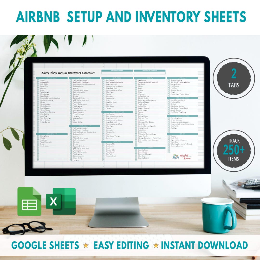 Inventory Checklist Spreadsheet | Airbnb Spreadsheet | Airbnb Host ...