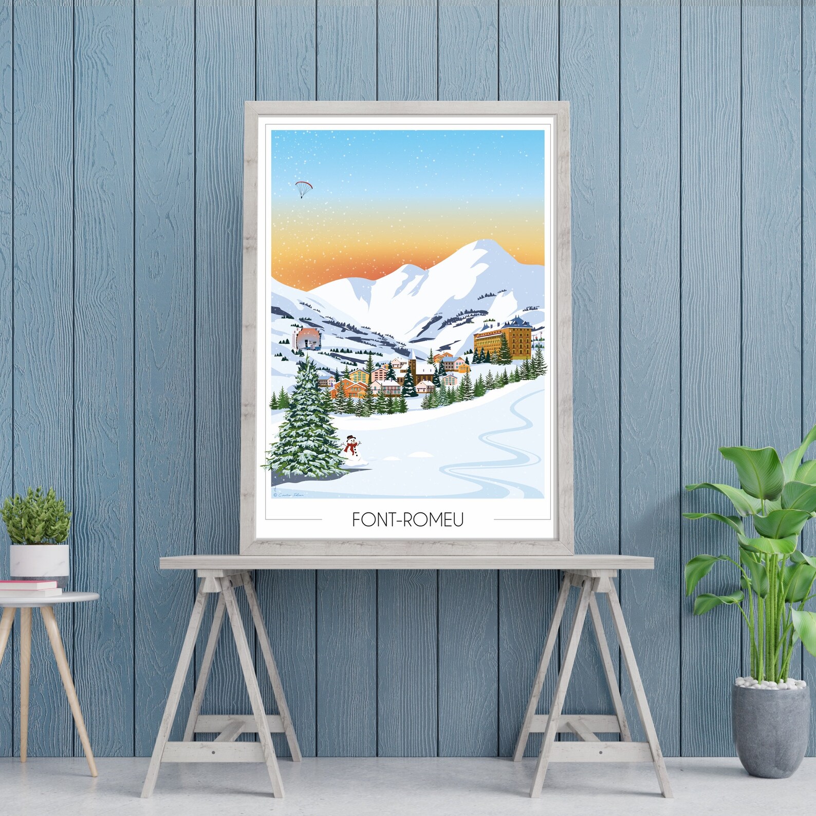 Affiche Font Romeu • Montagne • Station de ski • Pyrénées • Poster ...