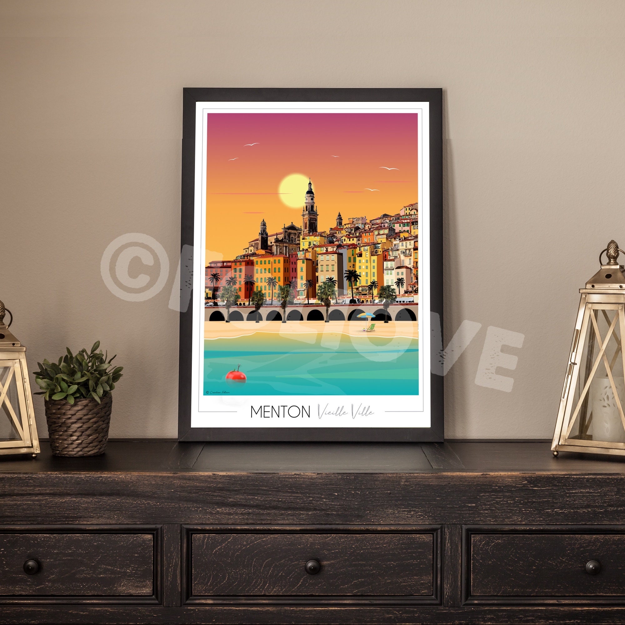 Menton Travel Poster, Cote D'azur Poster, Travel Poster, Vintage Poster ...