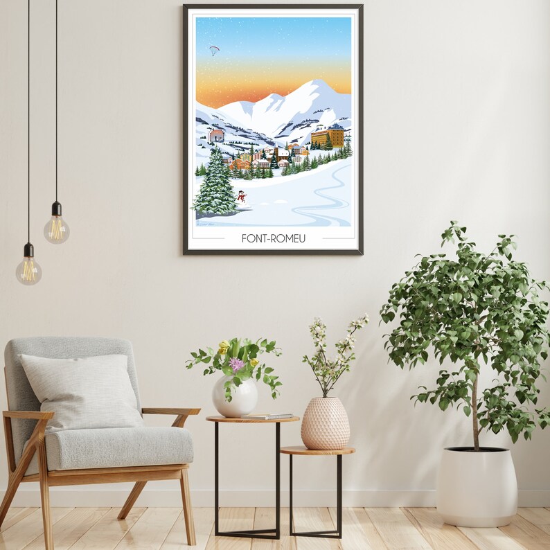 Affiche Font Romeu • Montagne • Station de ski • Pyrénées • Poster ...