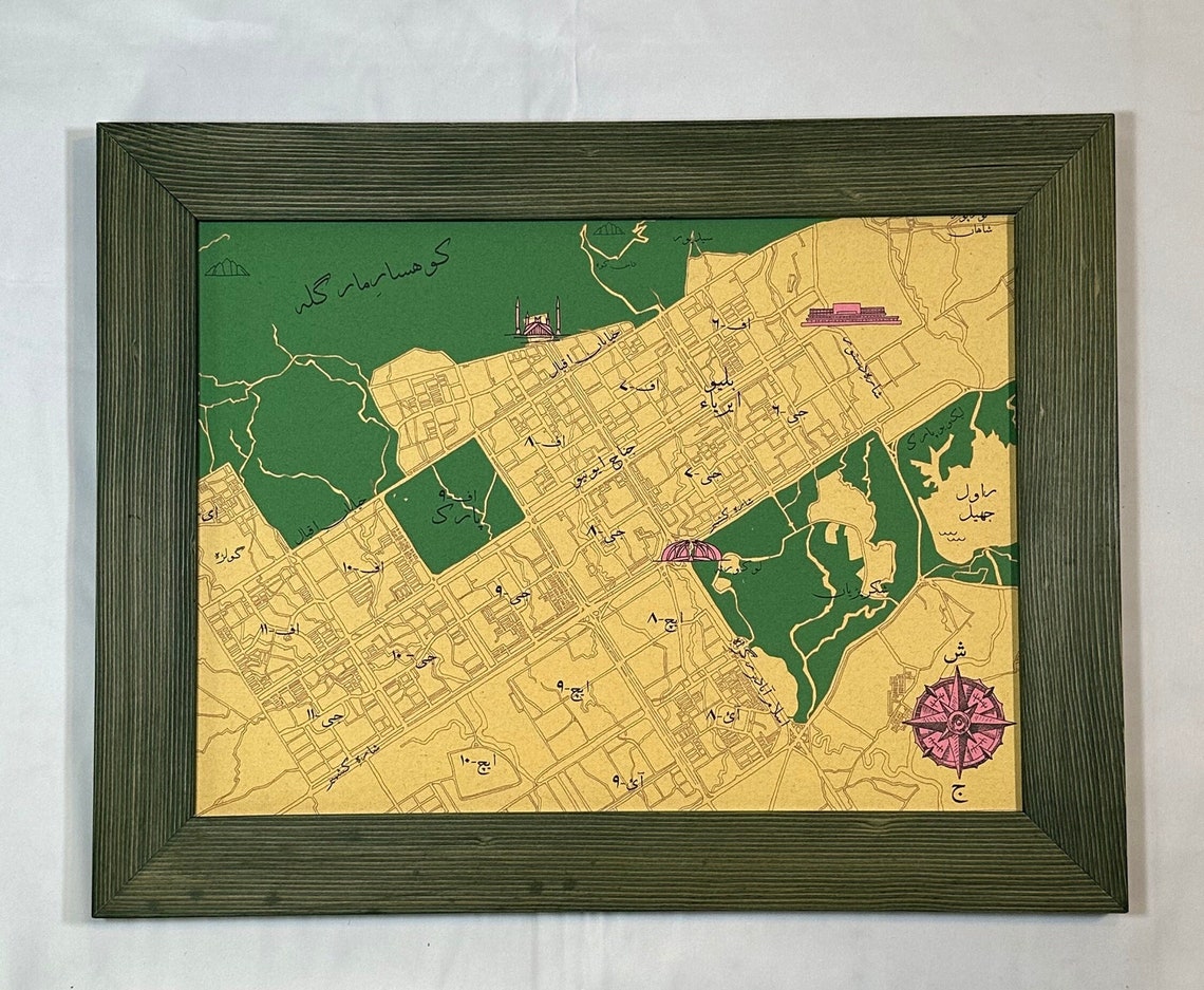 Urdu Map of Islamabad, Pakistan - Etsy
