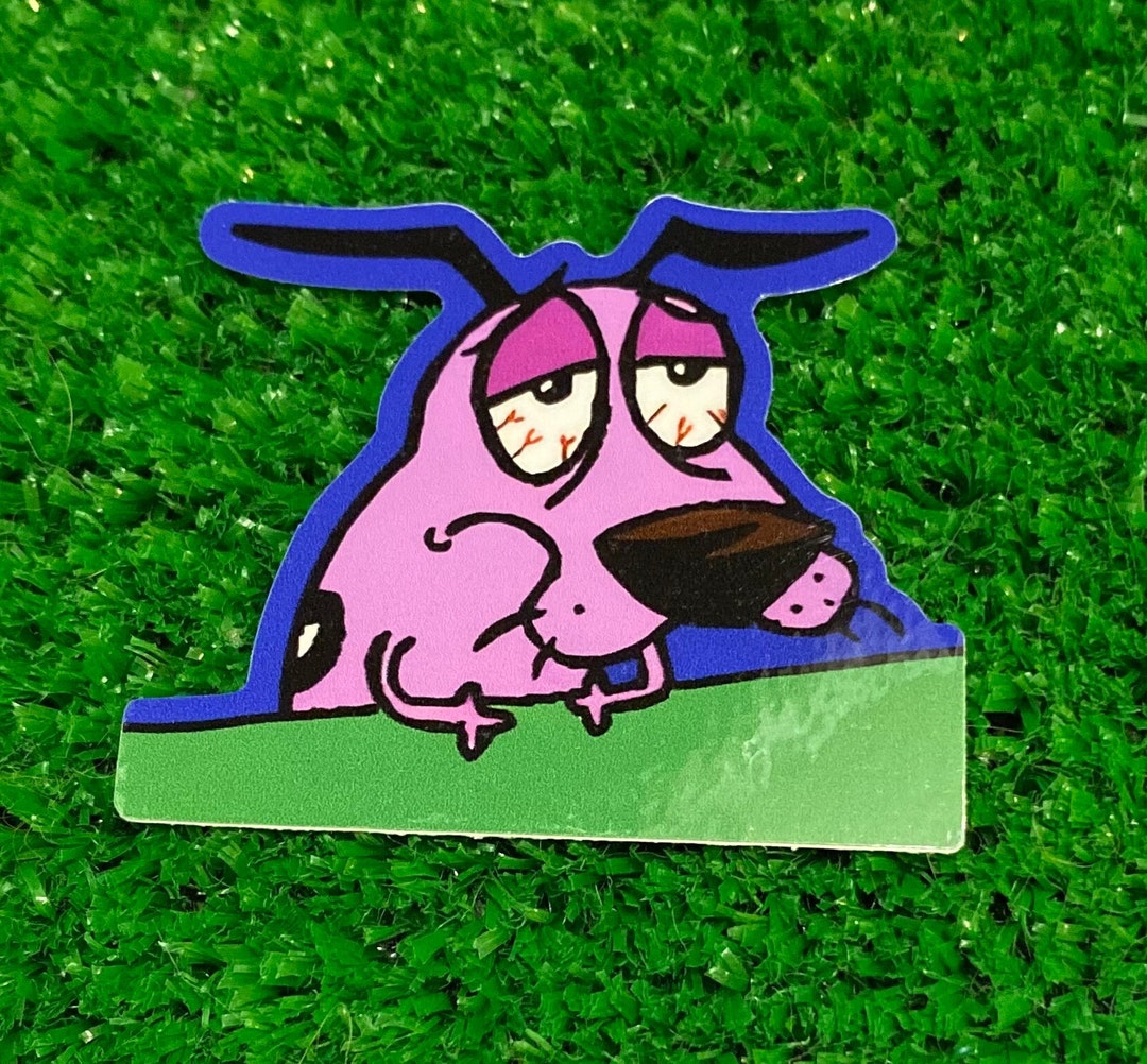 Funny Stressed Out Courage the Cowardly Dog Meme Glossy Sticker Decal ...