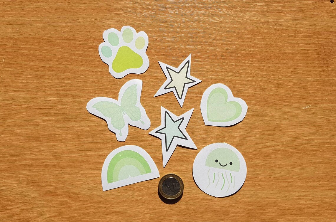 Stickers Green Theme Pack of 7 | Etsy