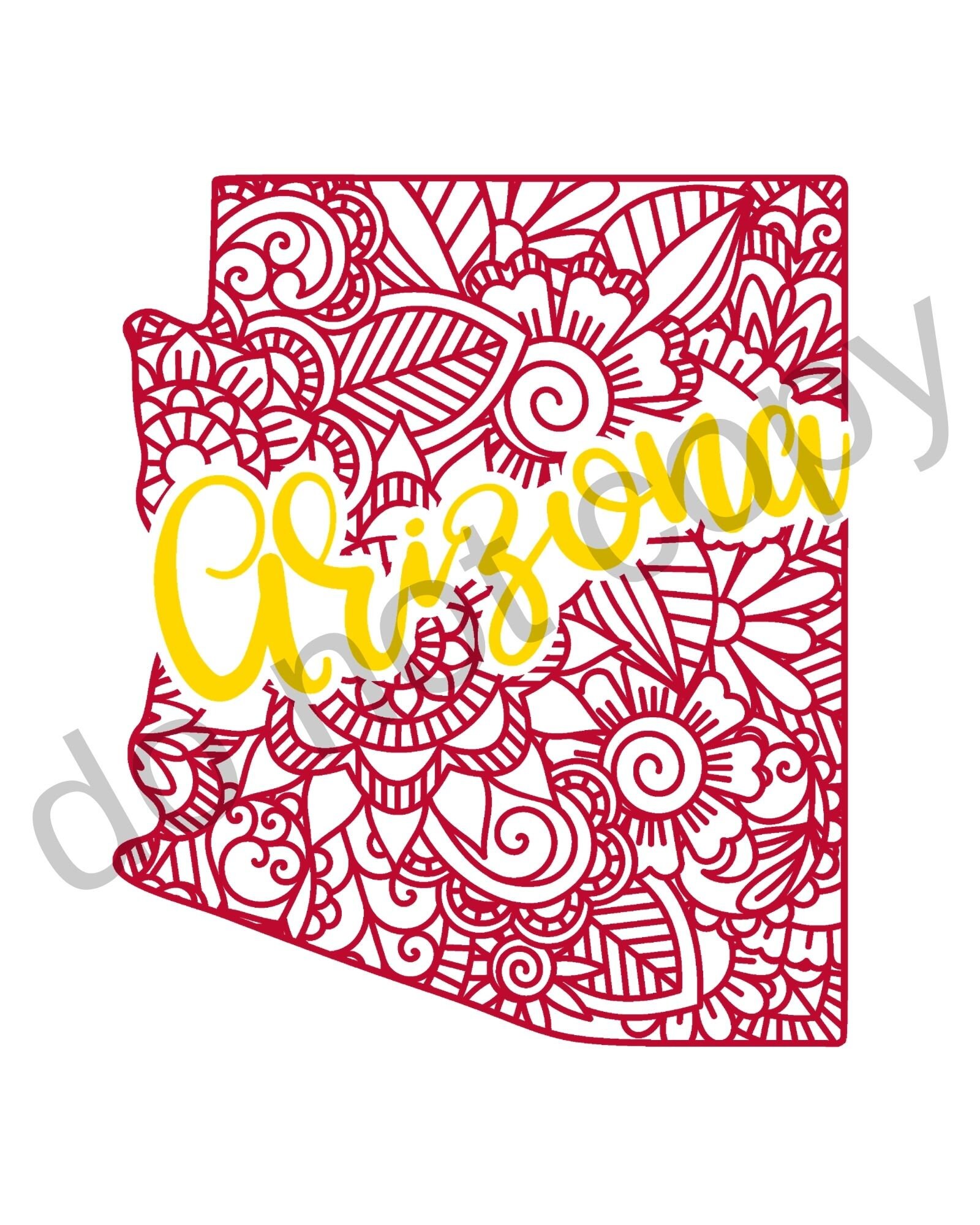 Arizona Mandala Printable Arizona Wall Art Arizona Wall | Etsy