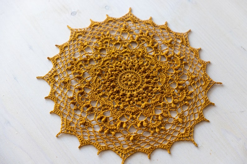 Golden Crochet Doily, 25 Cm, Mamie Doily, Designed by Olga Shalaeva ...