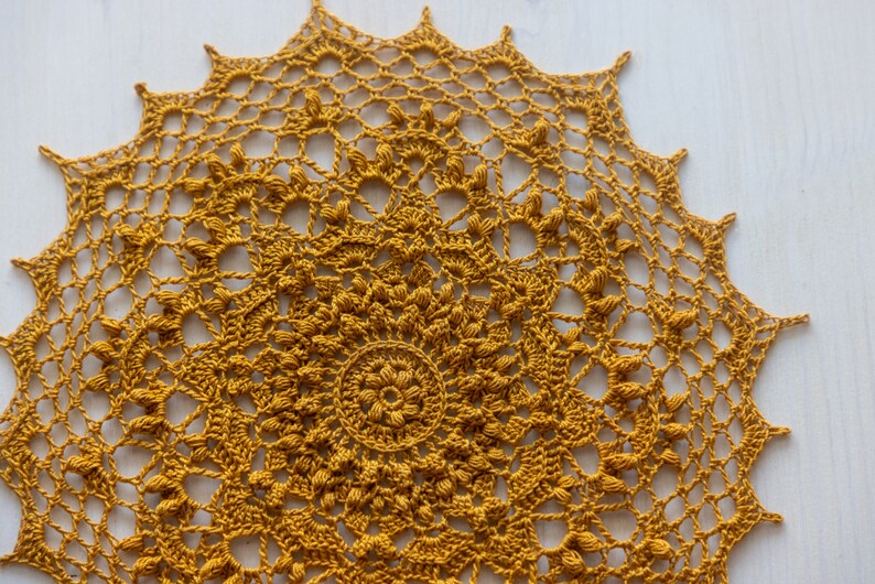 Golden Crochet Doily, 25 Cm, Mamie Doily, Designed by Olga Shalaeva ...