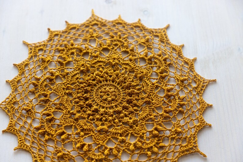 Golden Crochet Doily, 25 Cm, Mamie Doily, Designed by Olga Shalaeva ...