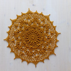 Golden Crochet Doily, 25 Cm, Mamie Doily, Designed by Olga Shalaeva ...