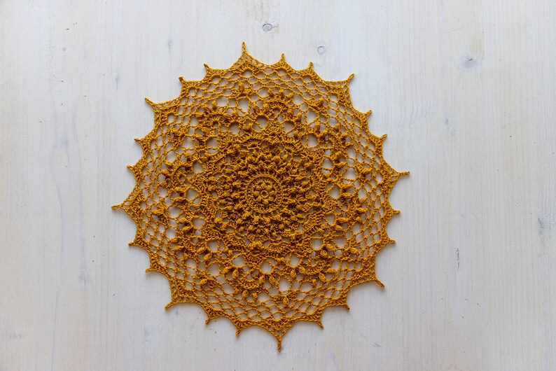 Golden Crochet Doily, 25 Cm, Mamie Doily, Designed by Olga Shalaeva ...