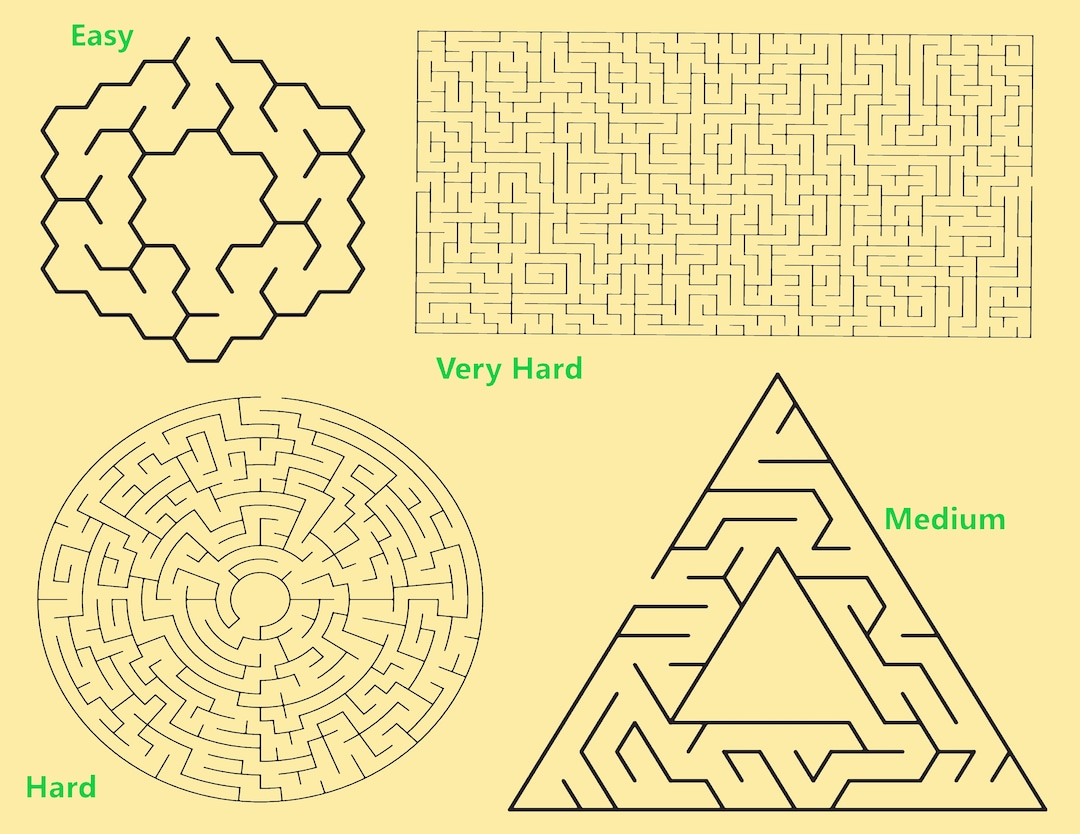 100 Hand Designed Mazes (easy to Very Hard W/ Answers) - Etsy