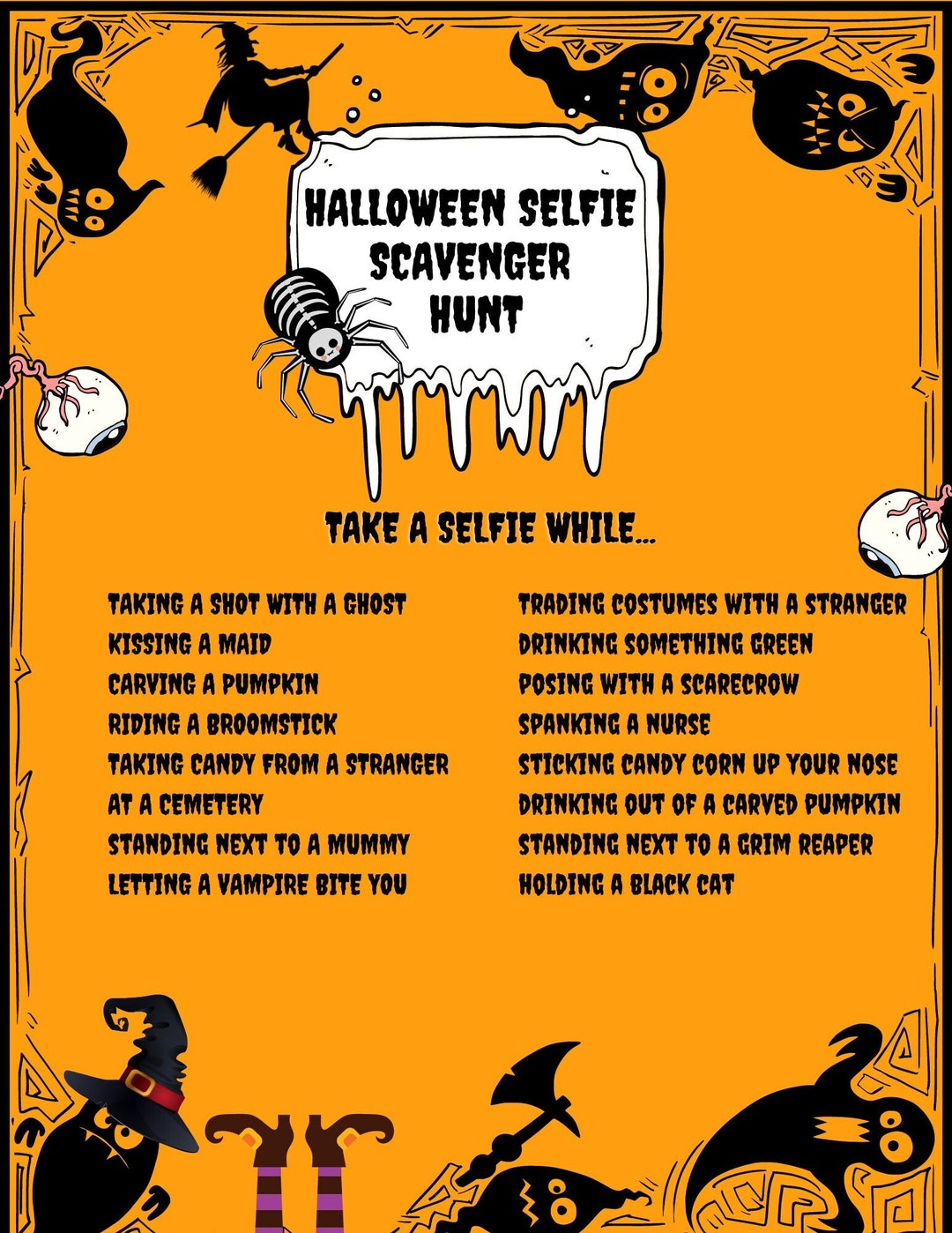 Halloween Selfie Scavenger Hunt, Printable Party Game - Etsy