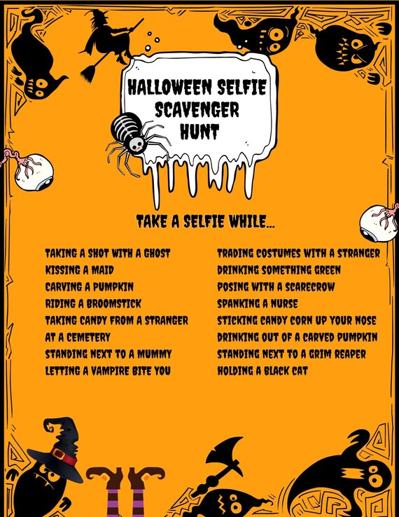 Halloween Selfie Scavenger Hunt Printable Party Game | Etsy
