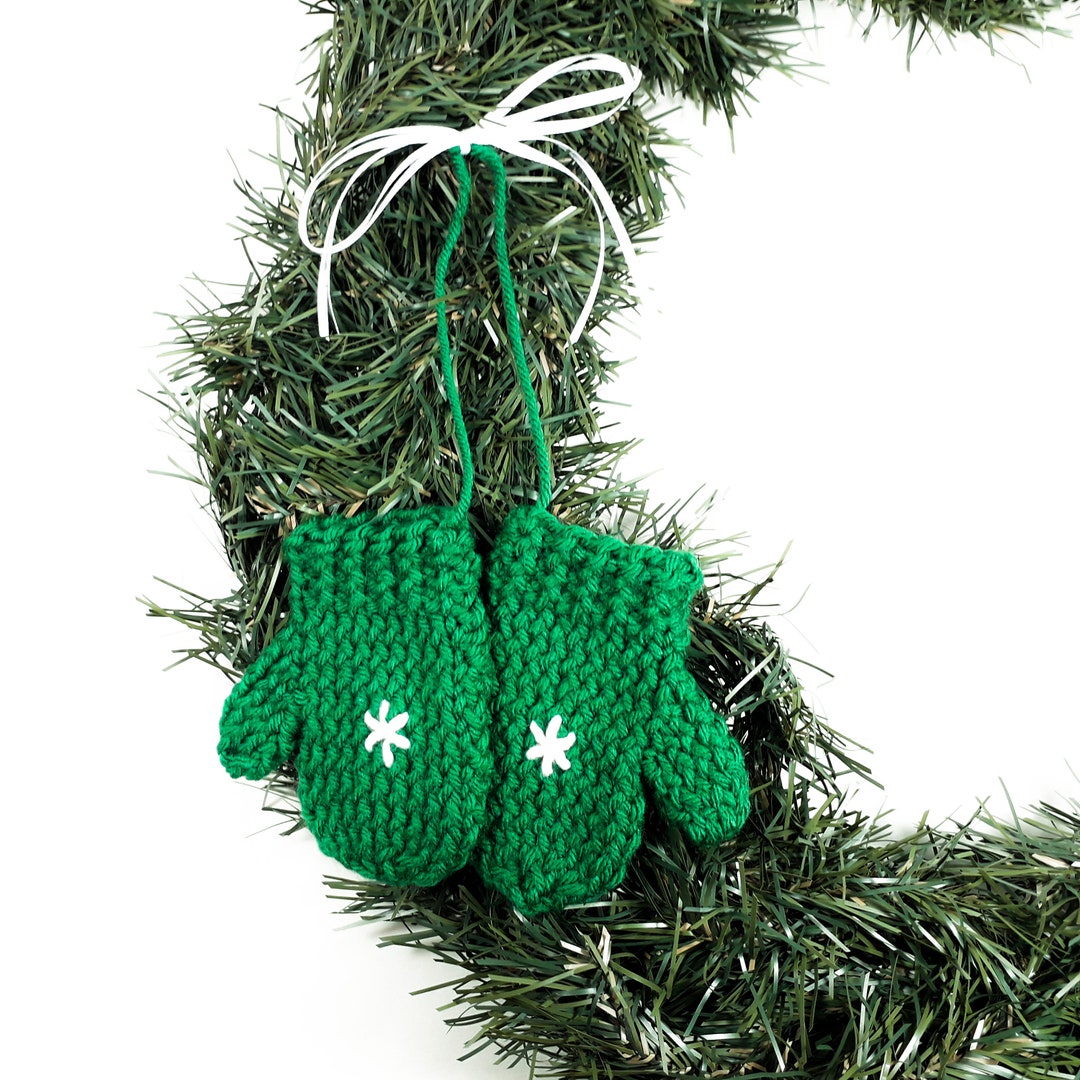 Hand Knitted Mittens Christmas Tree Ornament 4” - Etsy