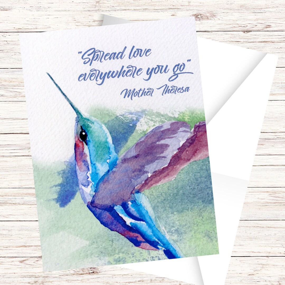 Hummingbird PRINTED Card, Print From Original Watercolor, Spread Love ...
