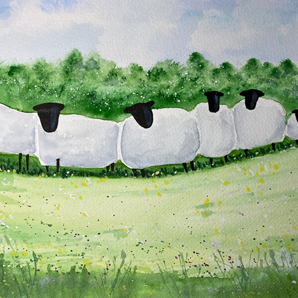 Sheep Fun Watercolor Paintings - Etsy