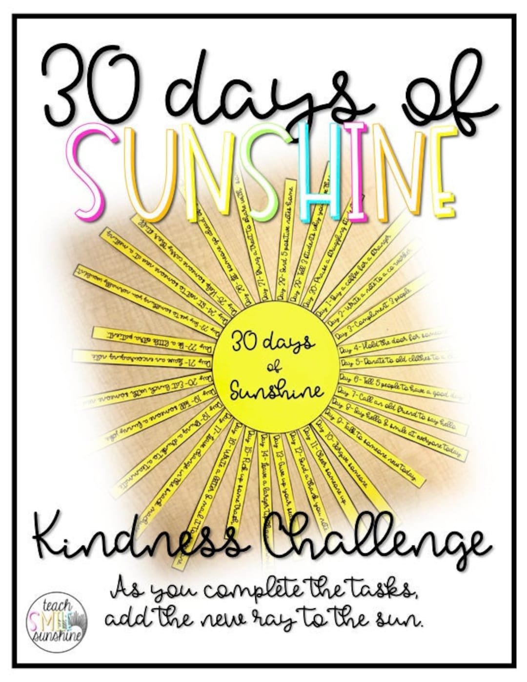 30 Days of Sunshine Kindness Challenge - Etsy
