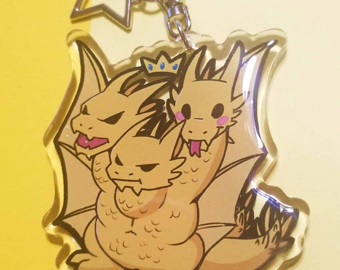 King Ghidorah Keychain Charm Acrylic Charm Epoxy Chibi Godzilla - Etsy