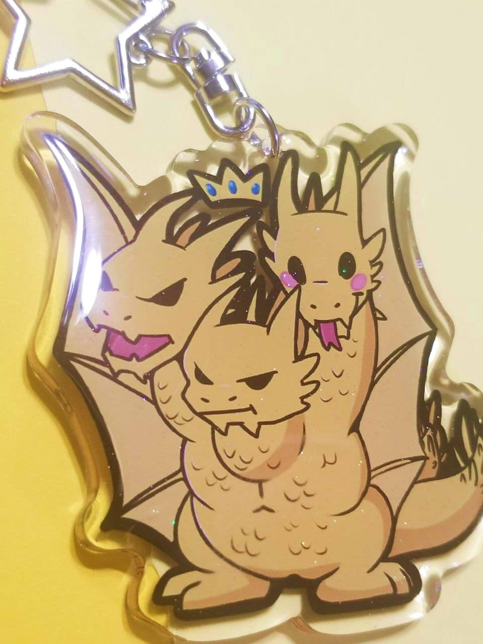 King Ghidorah Keychain Charm Acrylic Charm Epoxy Chibi | Etsy