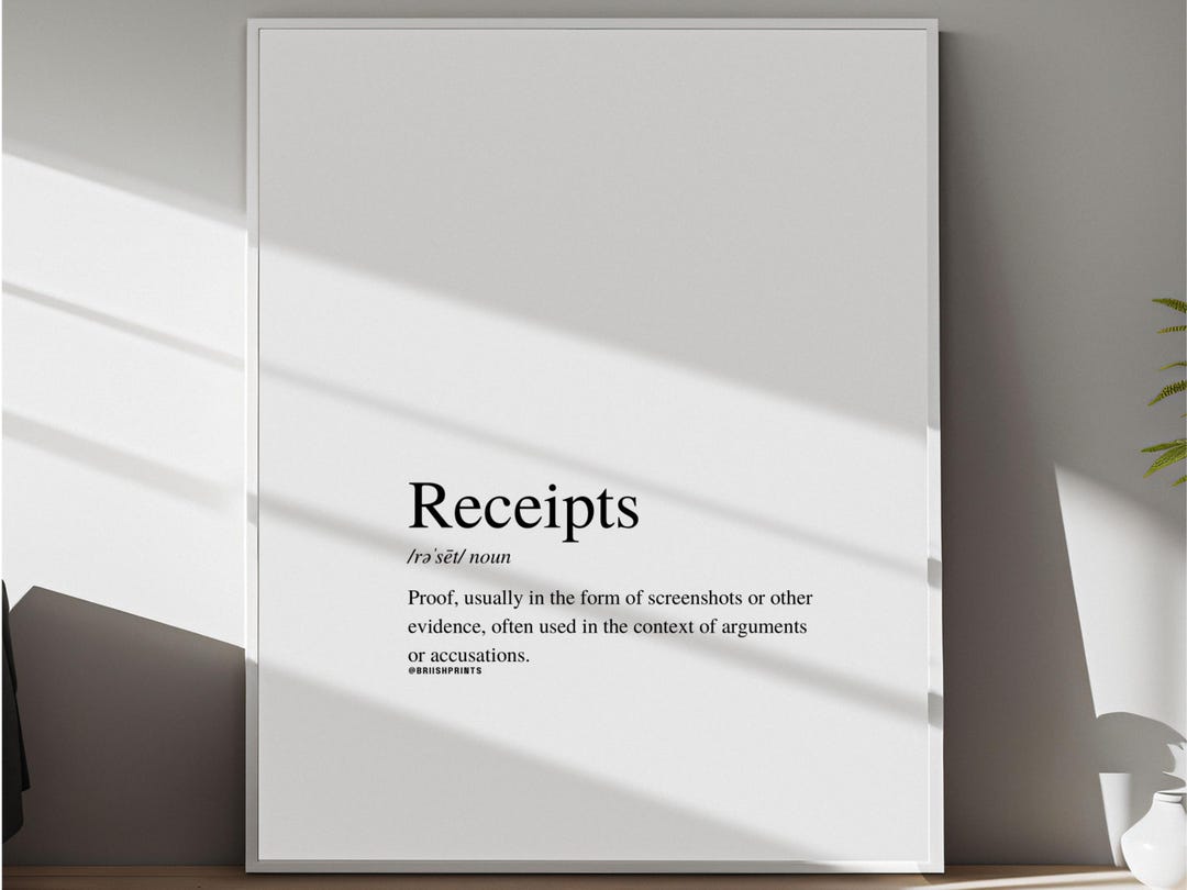 Receipts Definition Art Print Black Slang Wall Art Digital Download ...