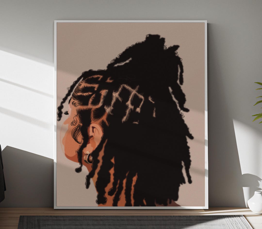 Black Woman Locs Art Print: Afrocentric Home Office Decor (digital ...