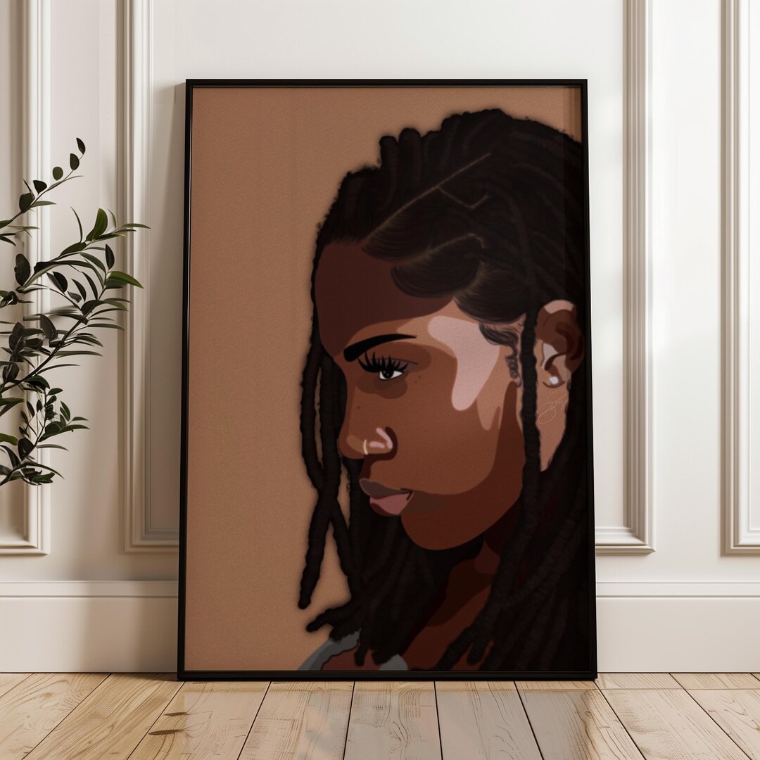Black Woman With Locs Digital Art Afrocentric Printable Wall Art - Etsy