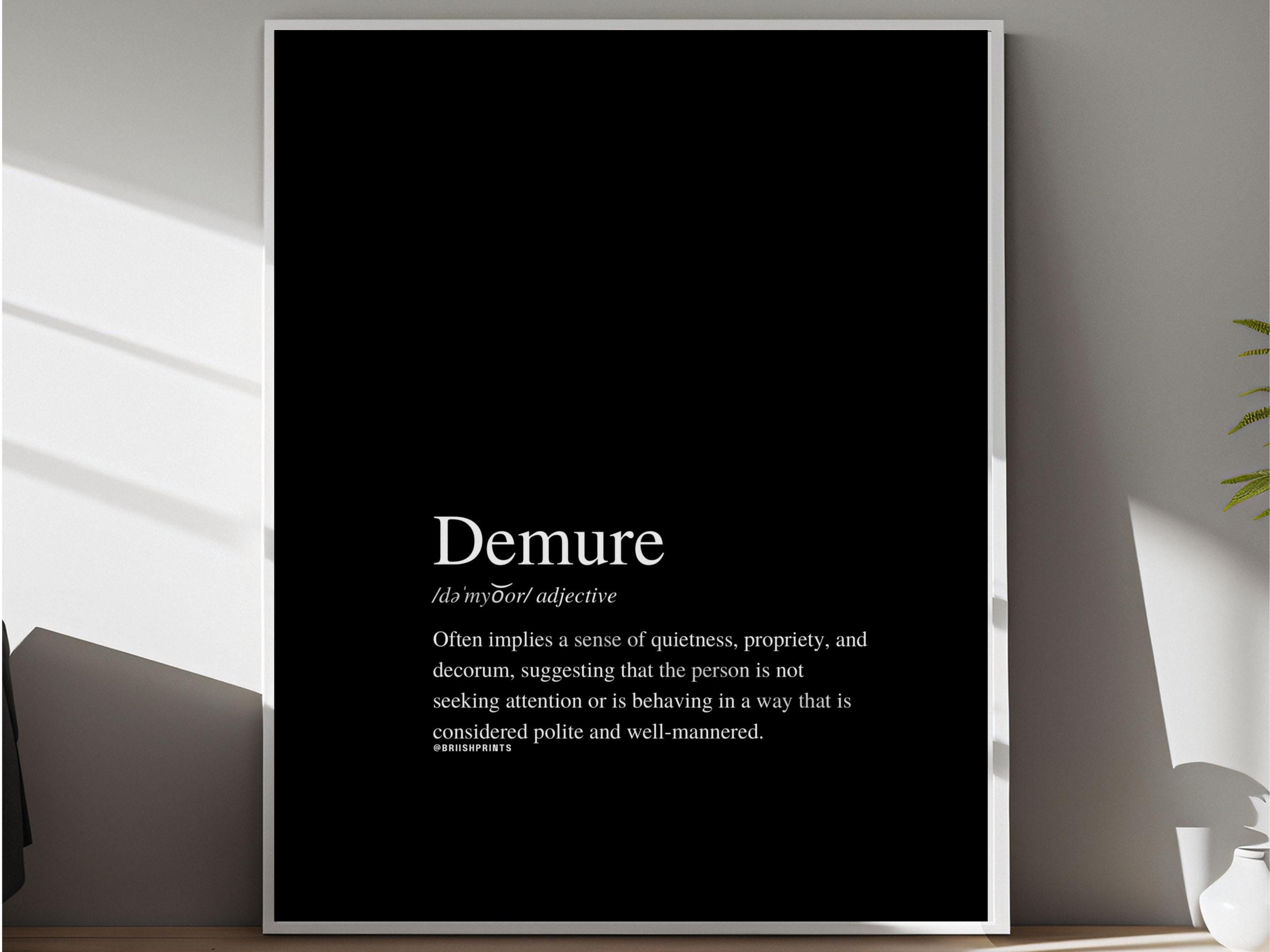 Demure Definition Art Print: Minimalist Word Art (digital Download - Etsy