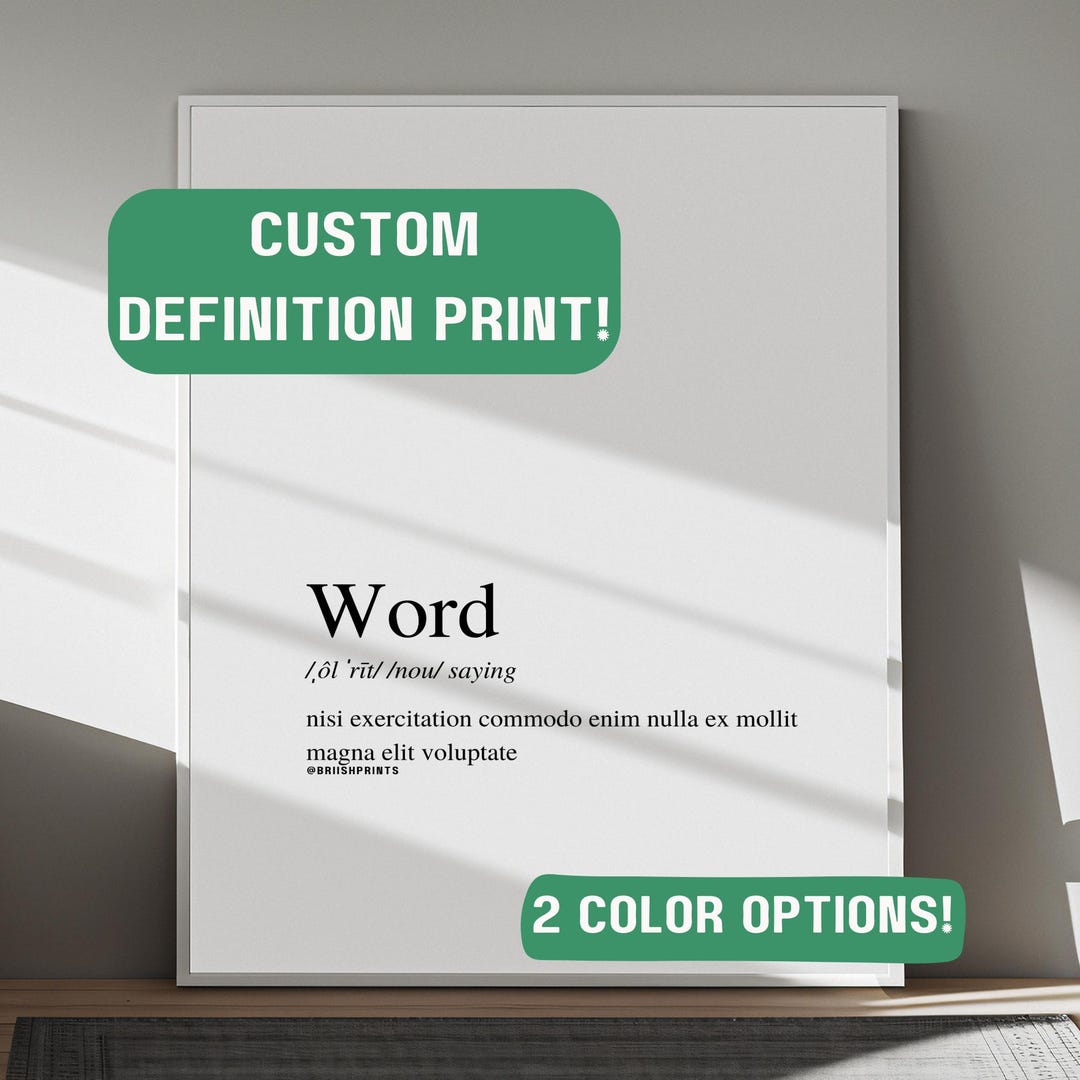 Custom Word Definition Print, Personalized Definition Poster, Digital ...