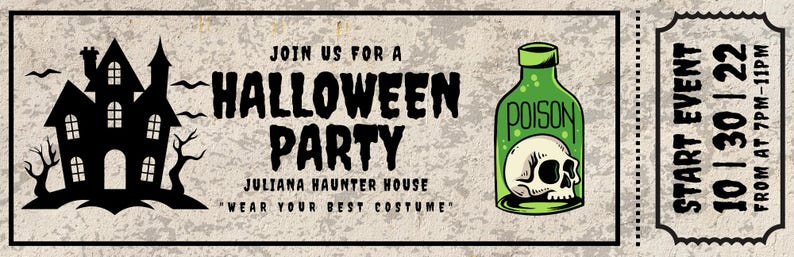 Printable Haunted House Ticket | Vintage-inspired Halloween Party Pass ...